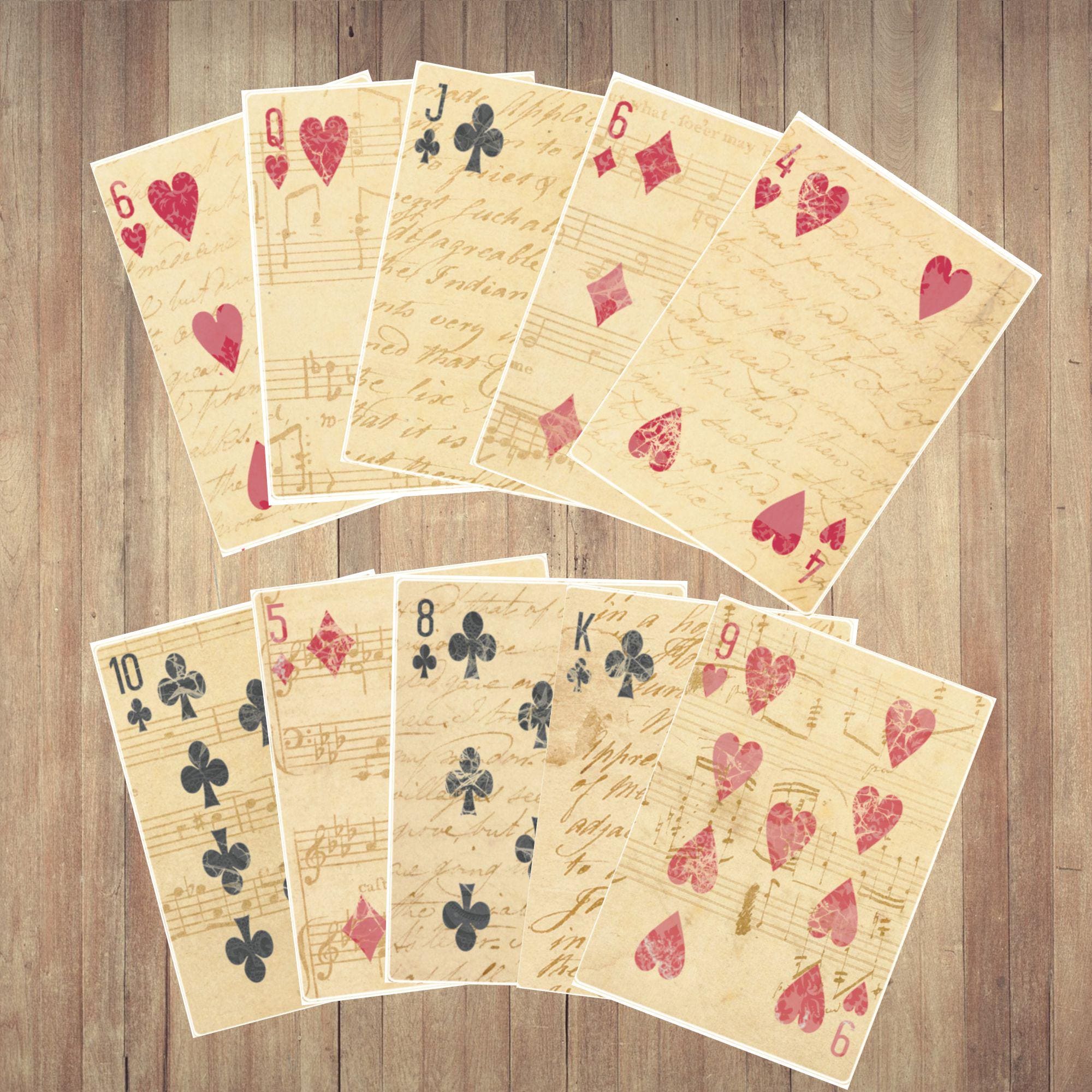 Plain Playing Cards Printable Distressed Junk Journal Ephemera Vintage ...
