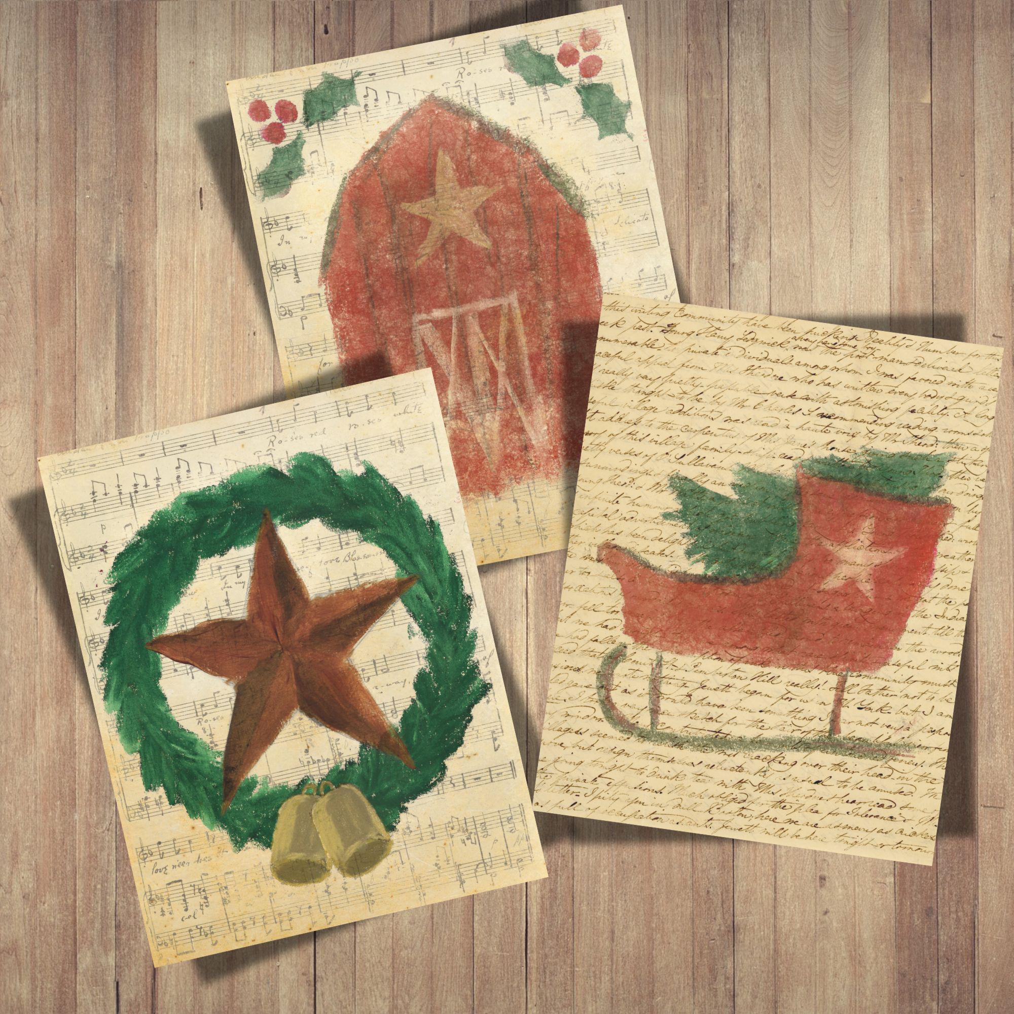 Primitive Christmas Paper, - Etsy