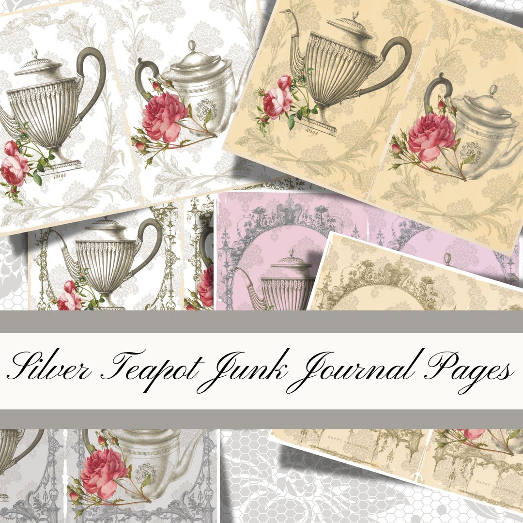 Silver Teapot Junk Journal Pages - Etsy