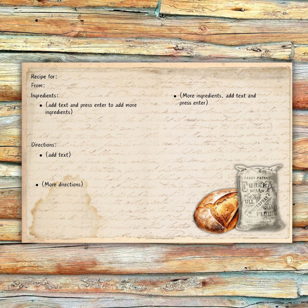 Sourdough Recipe Card Flour Sack and Loaf - Etsy