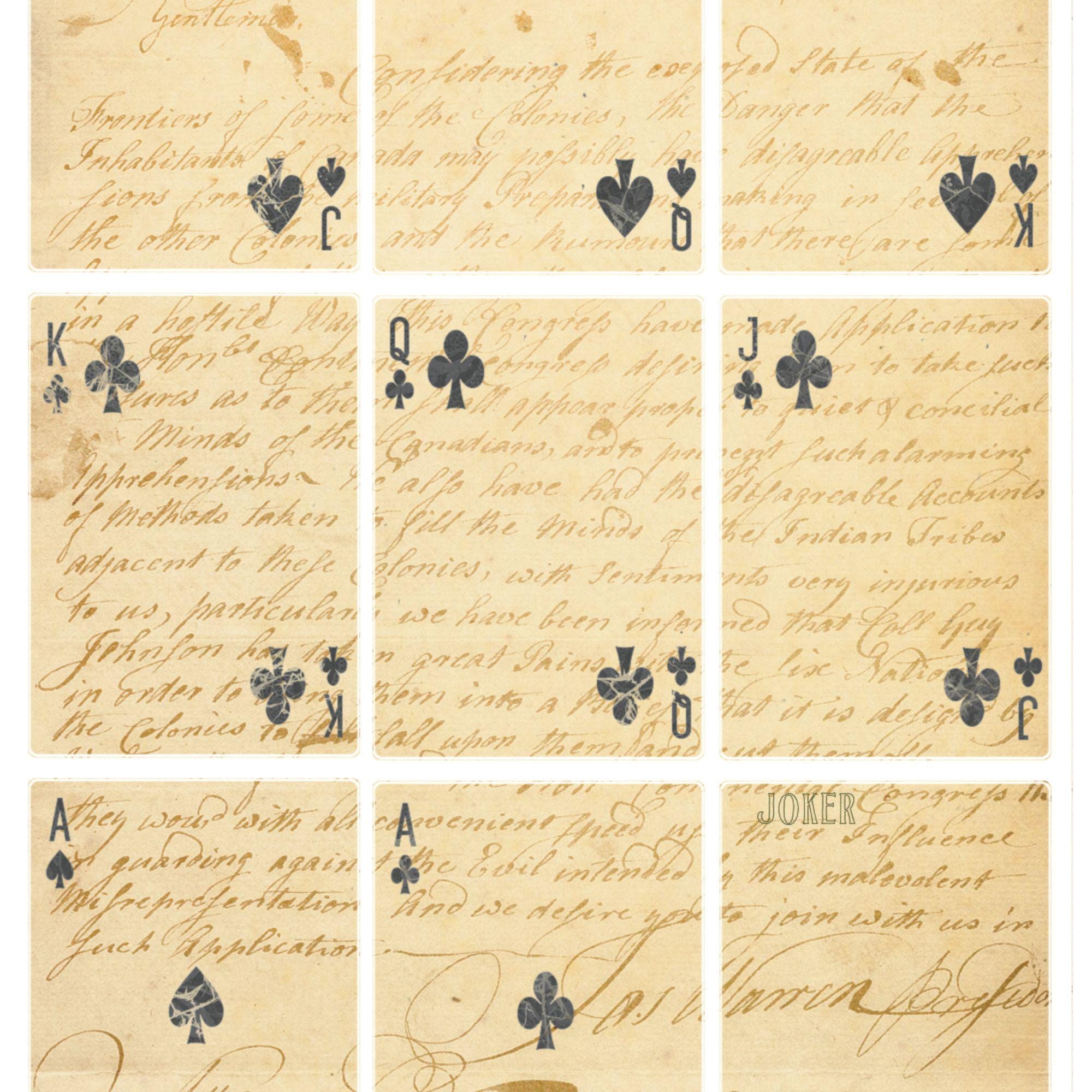 Plain Playing Cards Printable Distressed Junk Journal Ephemera Vintage ...