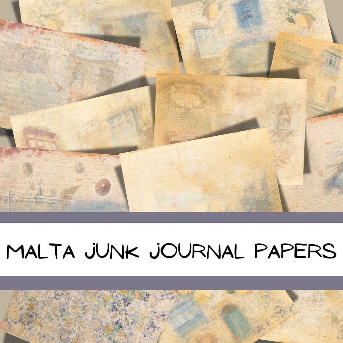 The Maltese Papers Malta Junk Journal Paper Pack, Digital Paper Pack ...