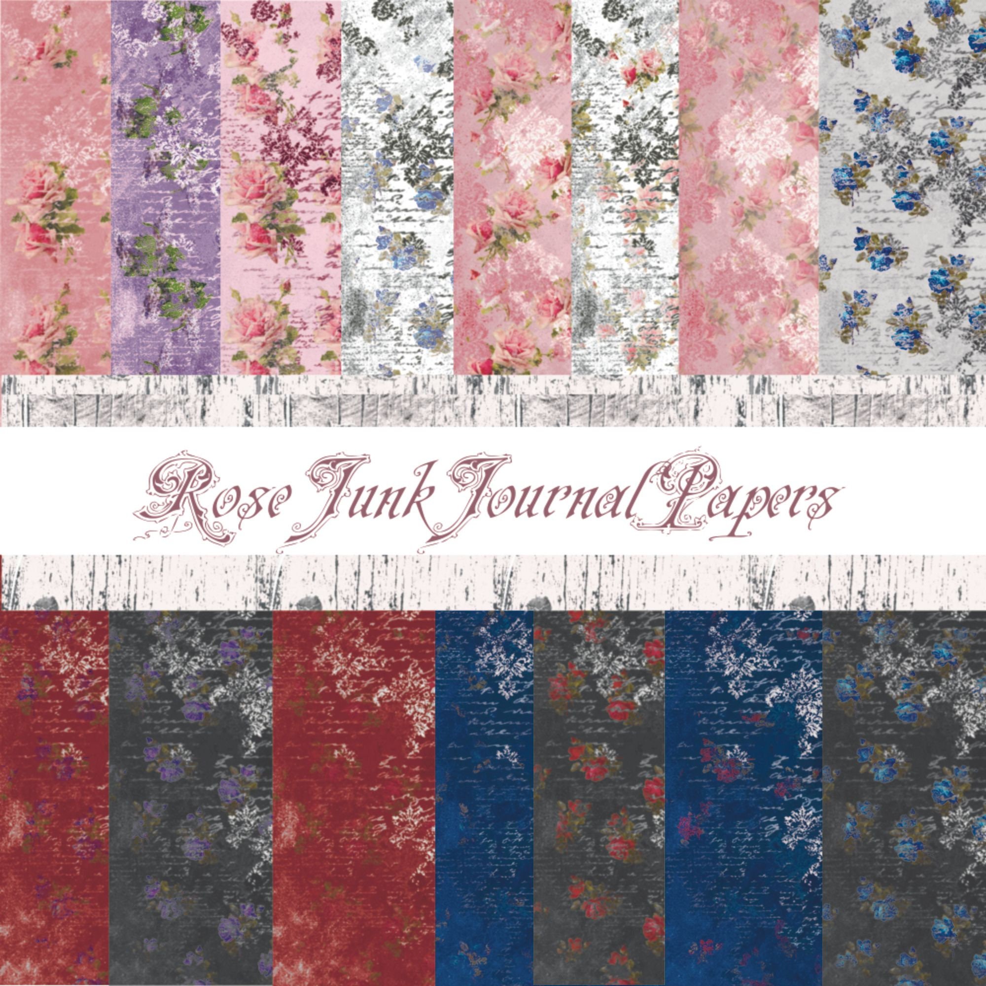 Distressed Roses Junk Journal Paper - Etsy