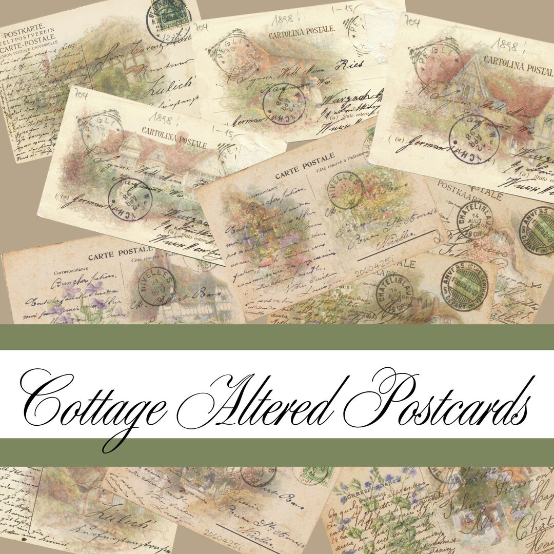 Cottage Altered Postcards Cottagecore Junk Journal Ephemera Tags ...