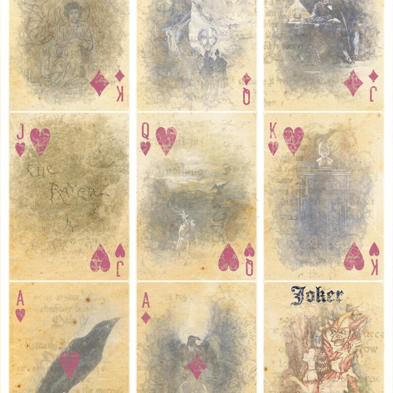 Edgar Allan Poe Playing Cards Printable Playing Cards - Etsy