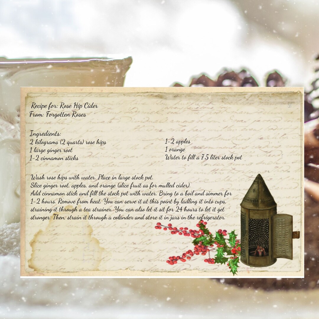 Christmas Recipe Card Template for Google Docs Lantern Holly - Etsy