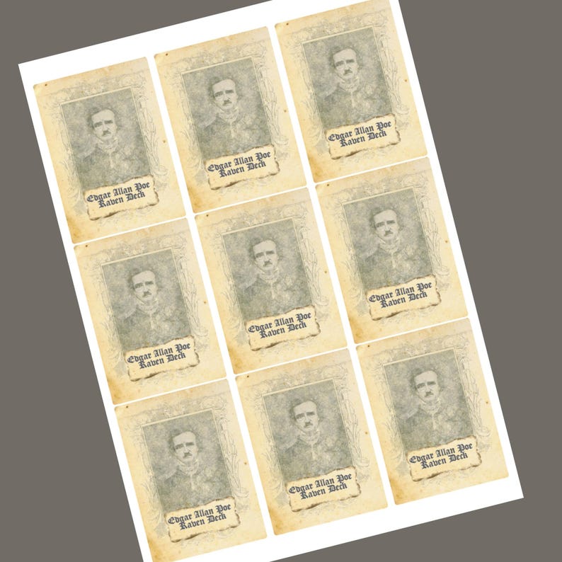 Edgar Allan Poe Playing Cards Printable Playing Cards - Etsy