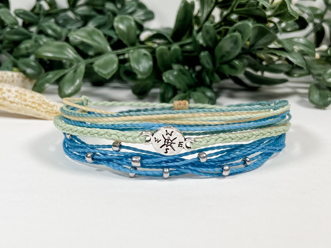 Outdoor Adventure Seeker Compass Charm Waterproof Bracelets | Hiking ...
