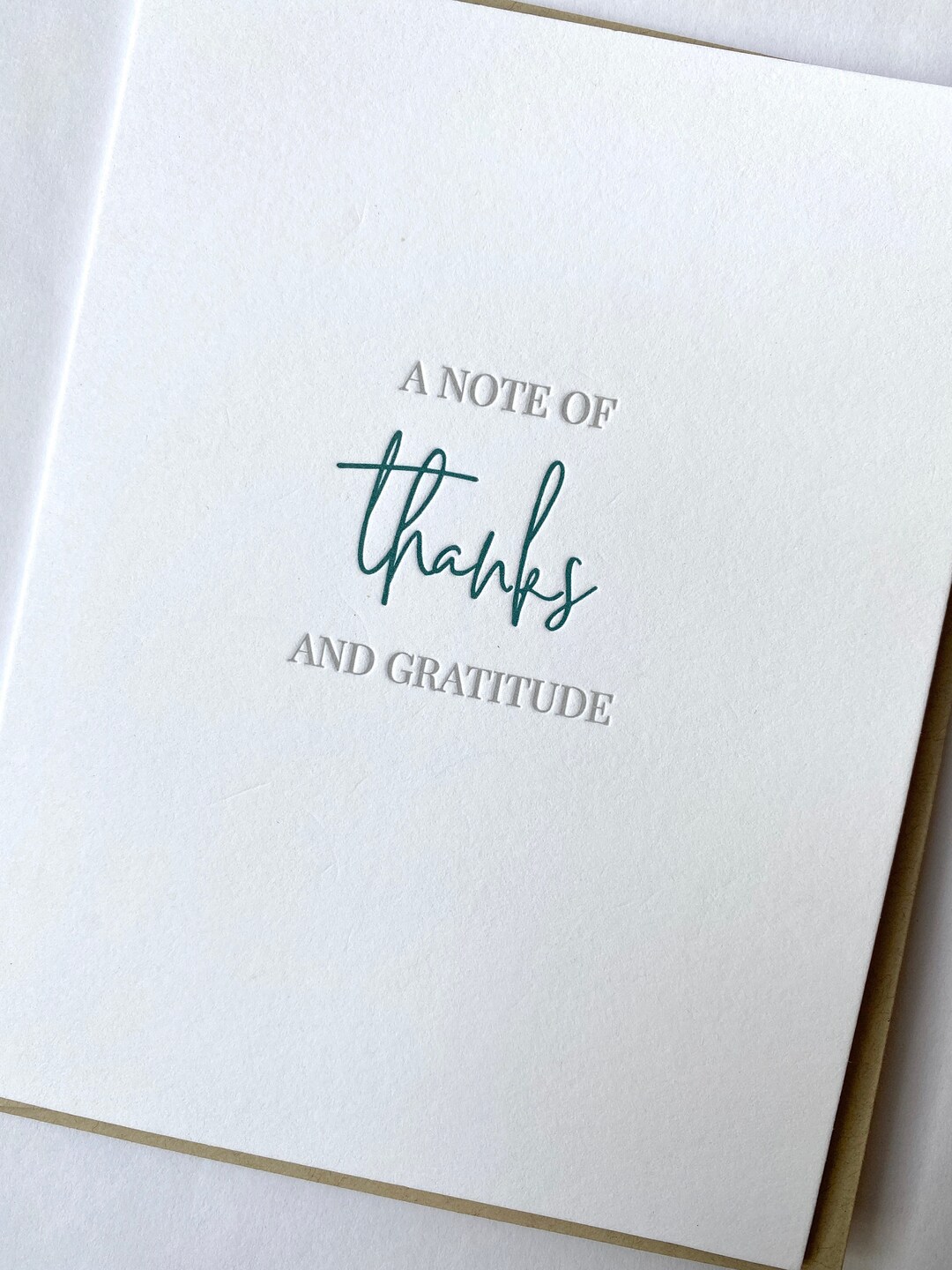A Note of Thanks, Letterpress Thank You Card, Thank You Card, Simple ...