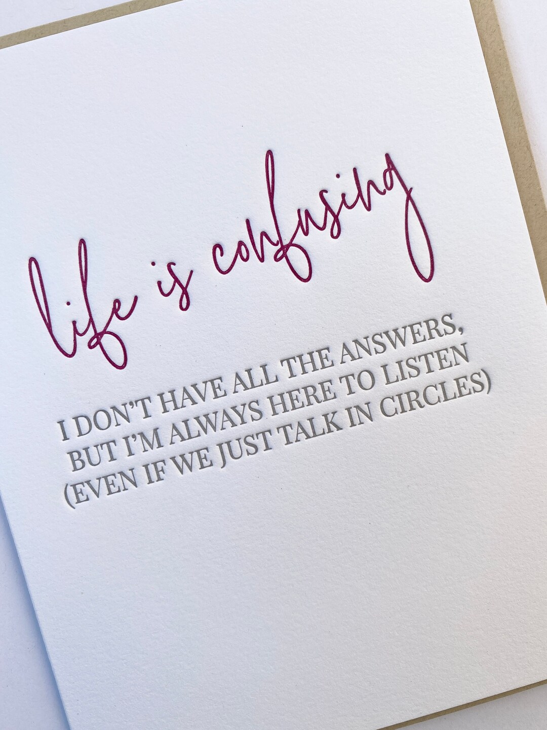 Life is Confusing Letterpress Support Card - Etsy
