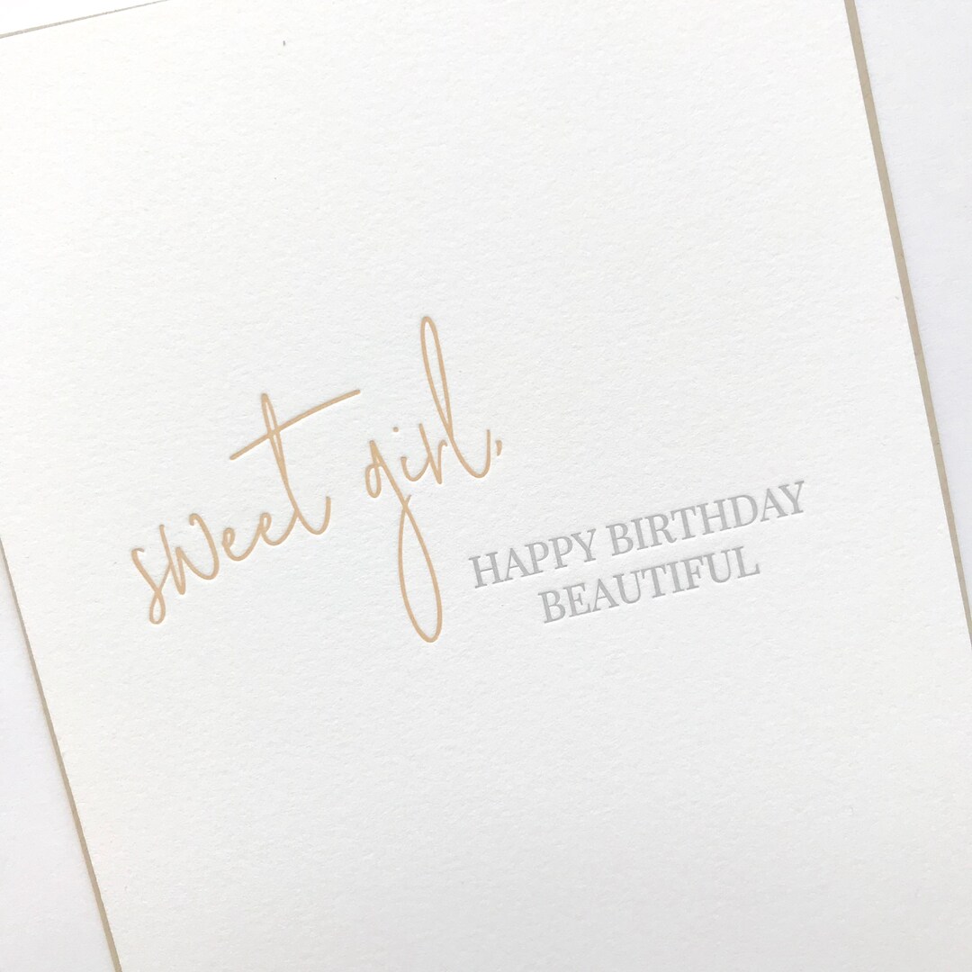 Sweet Girl Birthday Card, Birthday Card, Letterpress Birthday Card ...