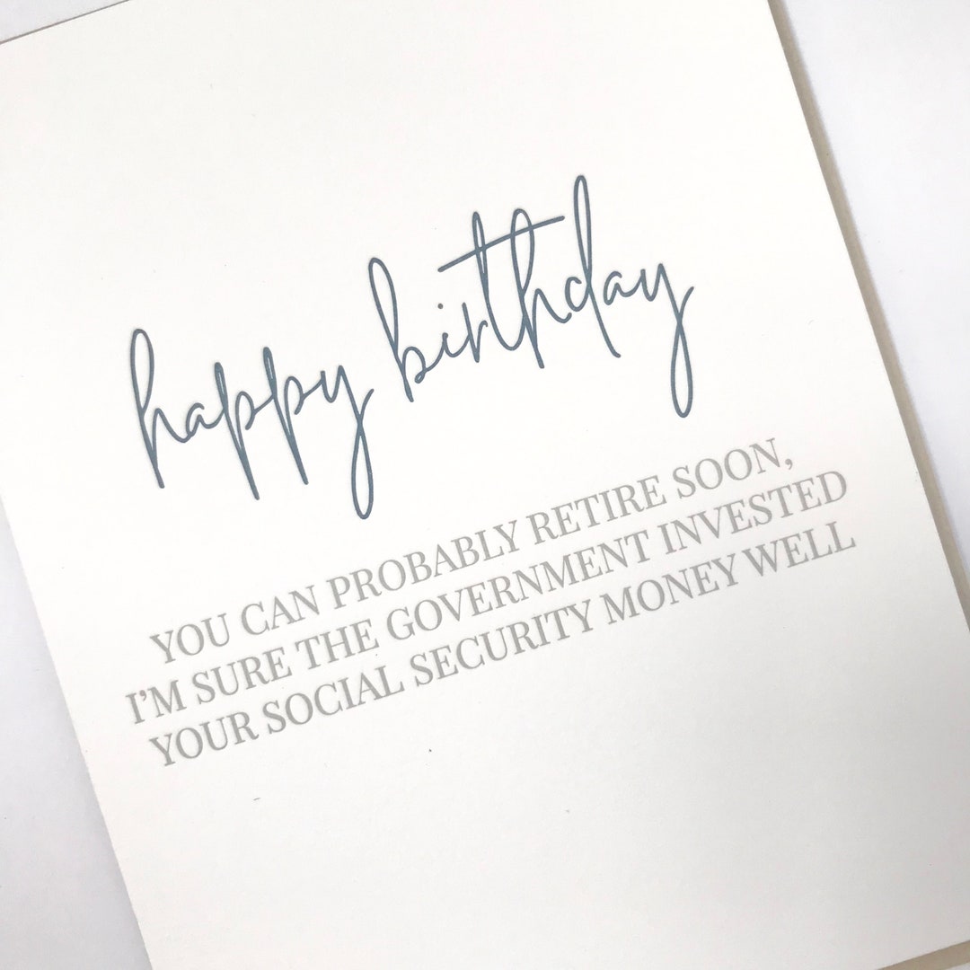 Social Sec Birthday Card, Letterpress Birthday Card, Funny Guy Birthday ...