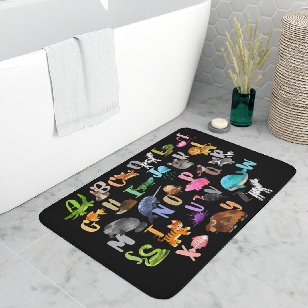 Animal Alphabet Bath Mat, Boho Kids Bathroom Decor - Etsy