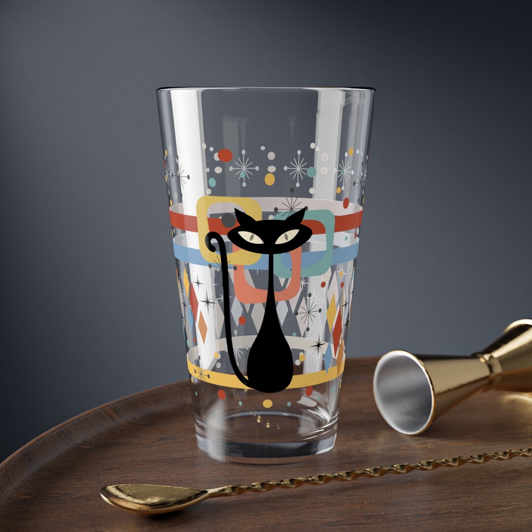 Atomic Cat Mid-century Modern Glass, Retro Kitsch Barware (personalized ...