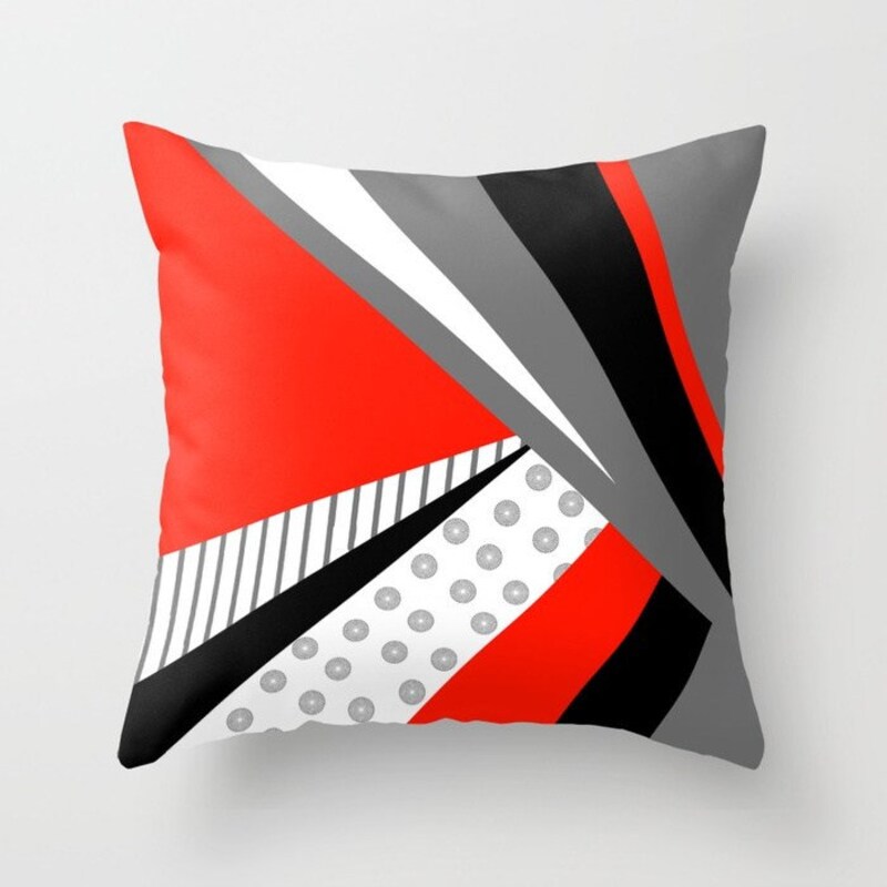 Red Geometric Pillow - Etsy