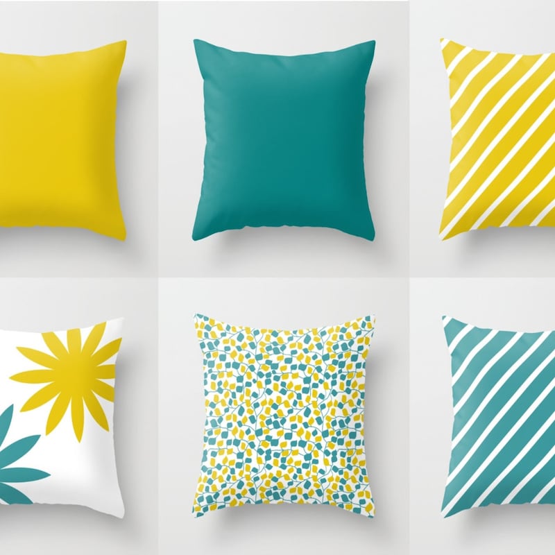 Teal Yellow Gray - Etsy