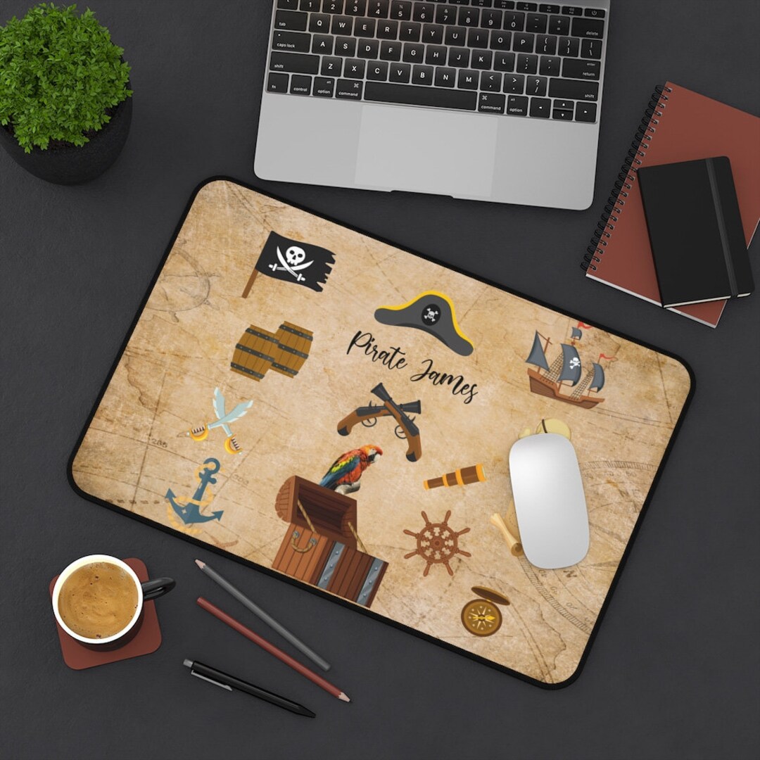 Personalized Pirate Theme Desk Mat Name Monogram Computer Accessories ...