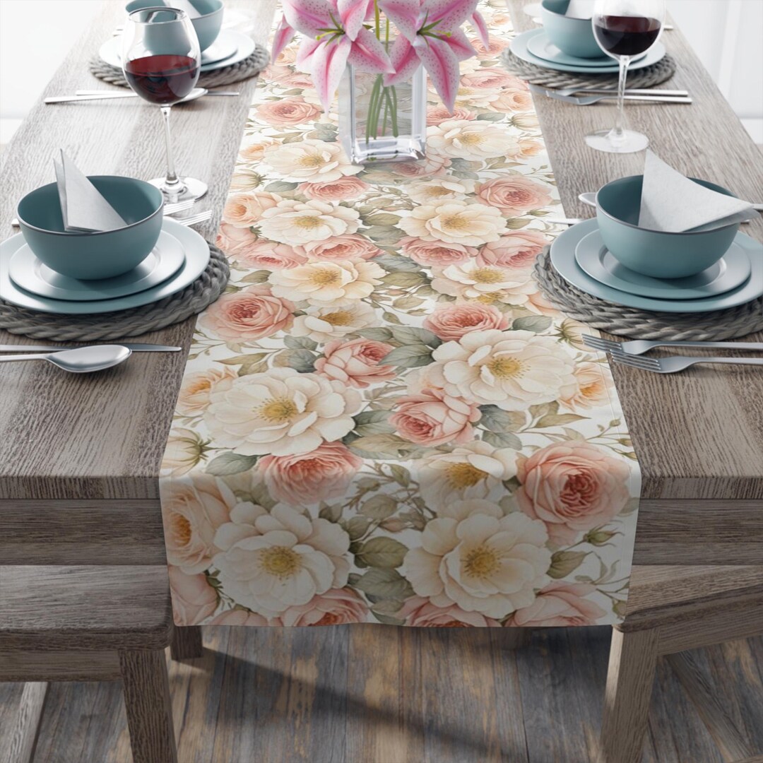 Rose Garden Table Runner, Personalized Farmhouse Decor - Etsy