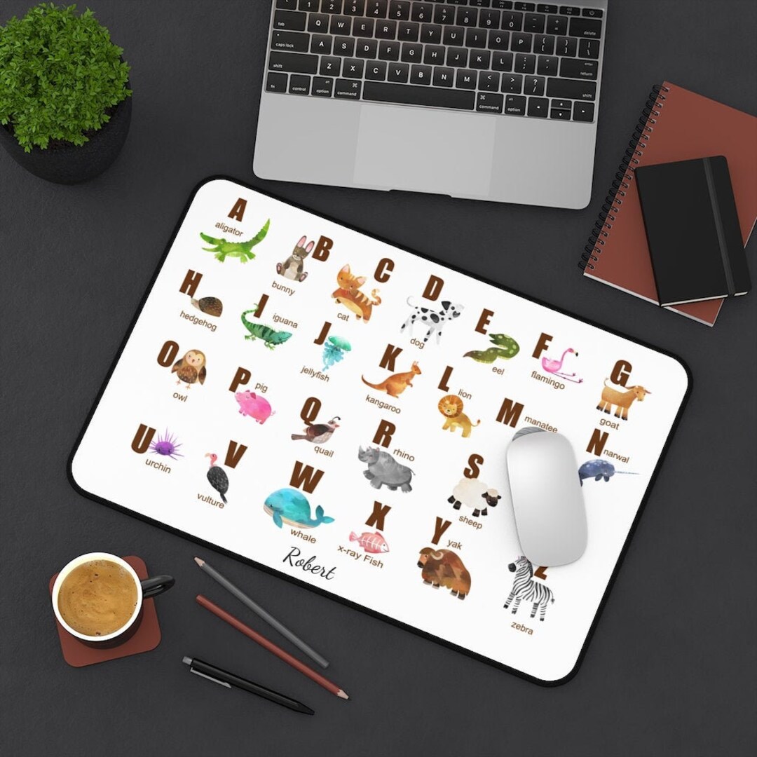 Personalized Alphabet Animals Desk Mat, Kids Computer Accessories - Etsy