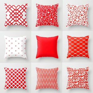 Red and White Mix & Match Decorative Throw Pillow Cover, Floral ...