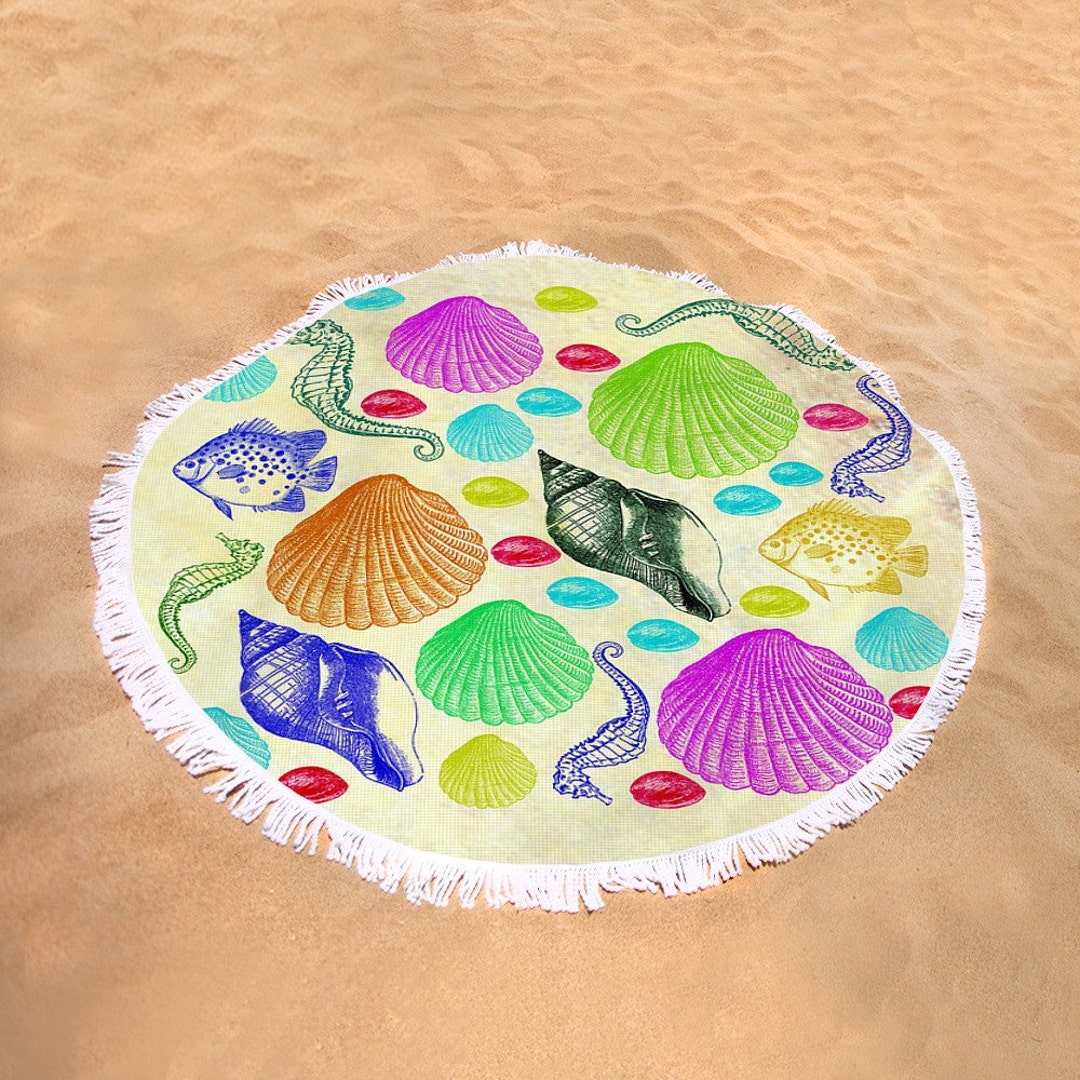 Round Beach Towel Microfiber, Plush, Cotton, Summer, Beach, Boho ...