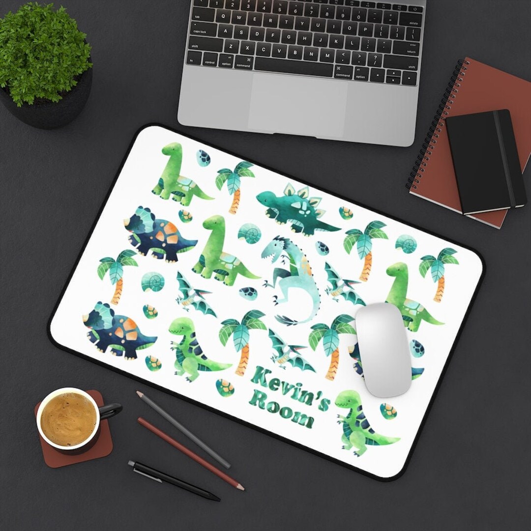 Personalized Colorful Dinos Desk Mat, Name, Monogram, Computer ...