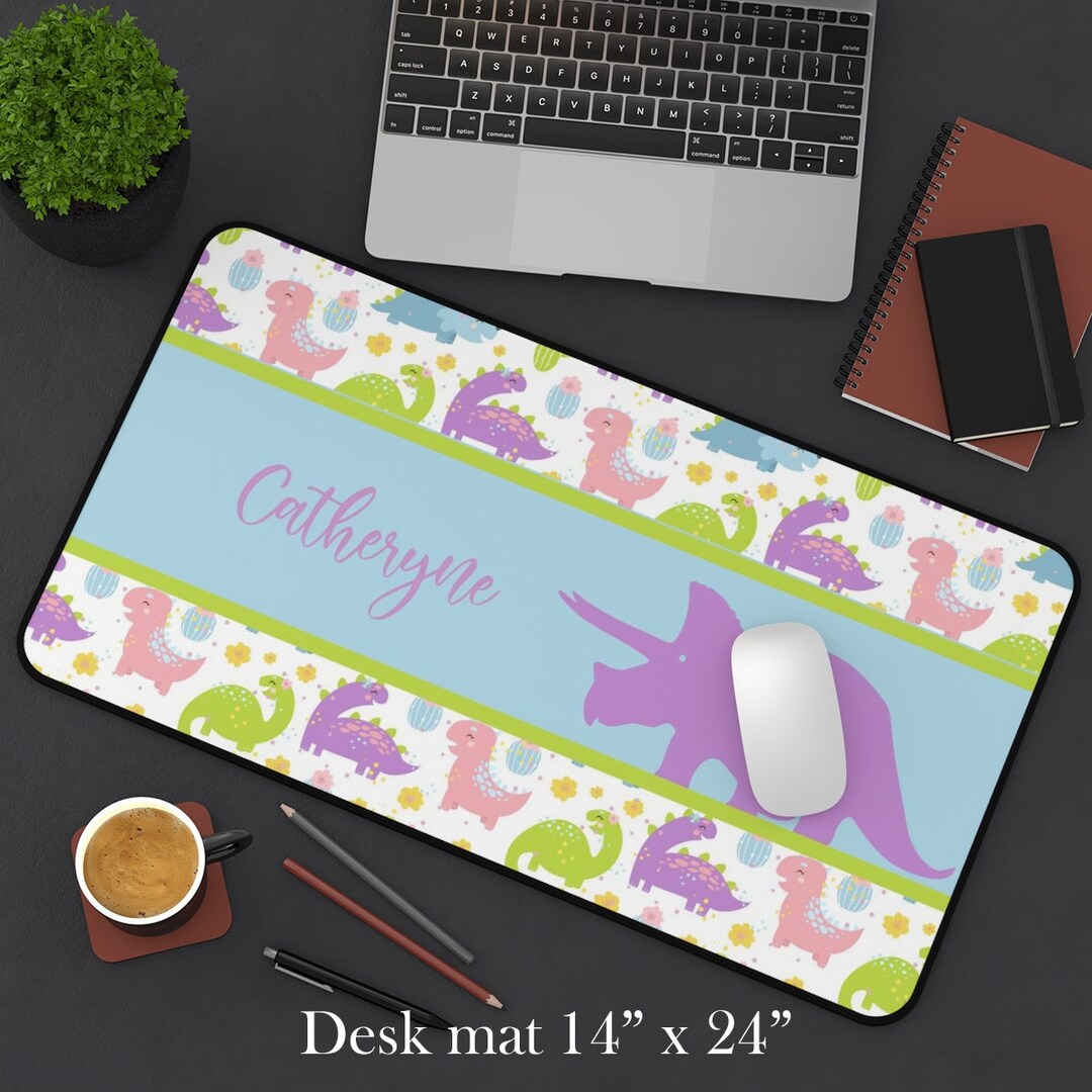Personalized Dinosaur Desk Mat, Kids Monogram Computer Mat - Etsy