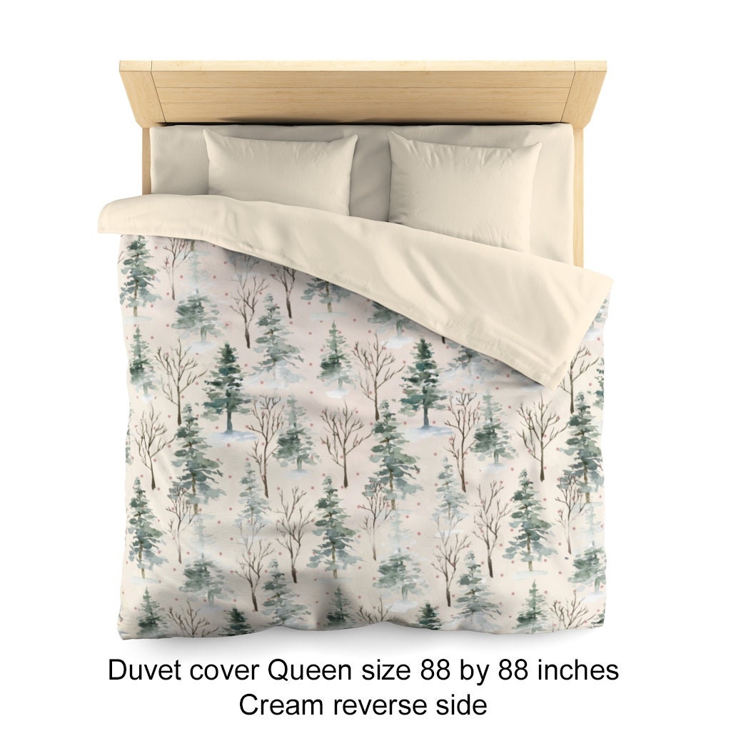 Winter Trees Pattern Duvet Cover, Comforter, Shams, Christmas, Rustic ...