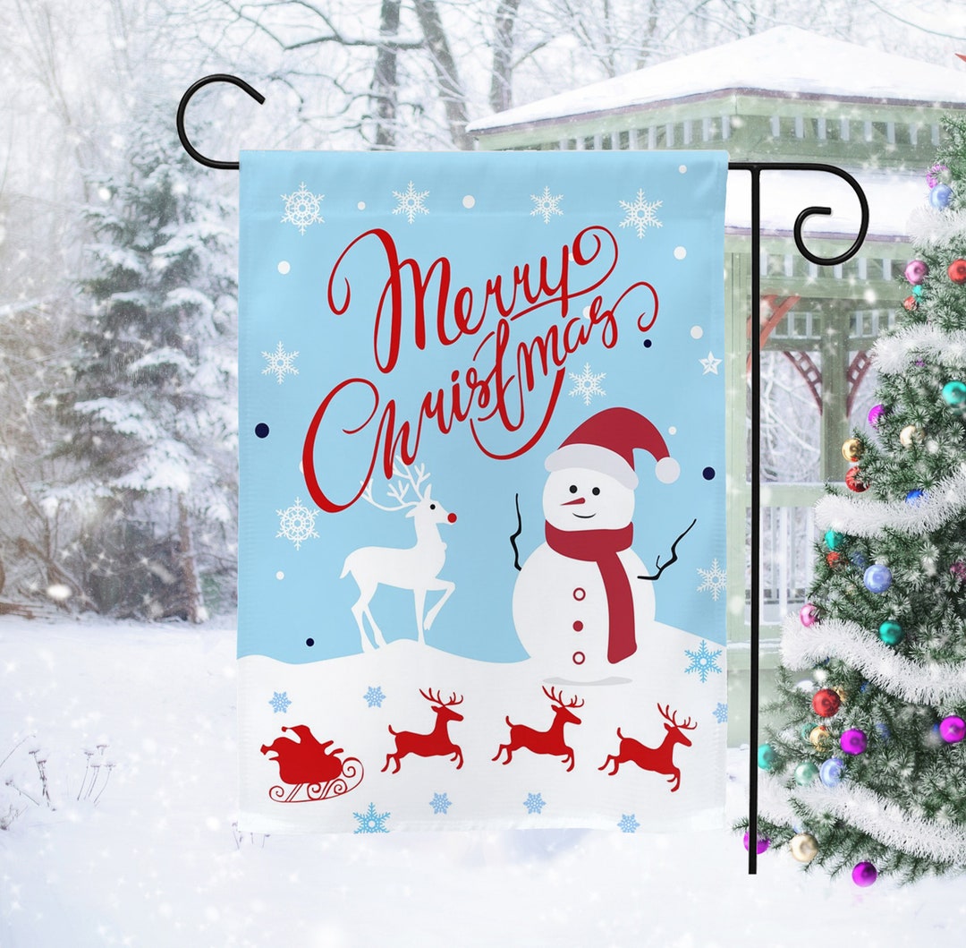 Personalized Christmas Yard Flag, Snowman and Reindeer, Winter Decor - Etsy