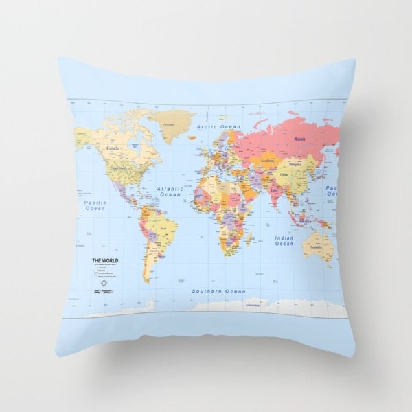 World Map Pillow - Etsy