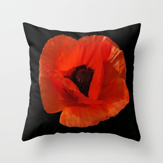 Red Poppy Decorative Throw Pillow Cover Square Rectangular | Etsy