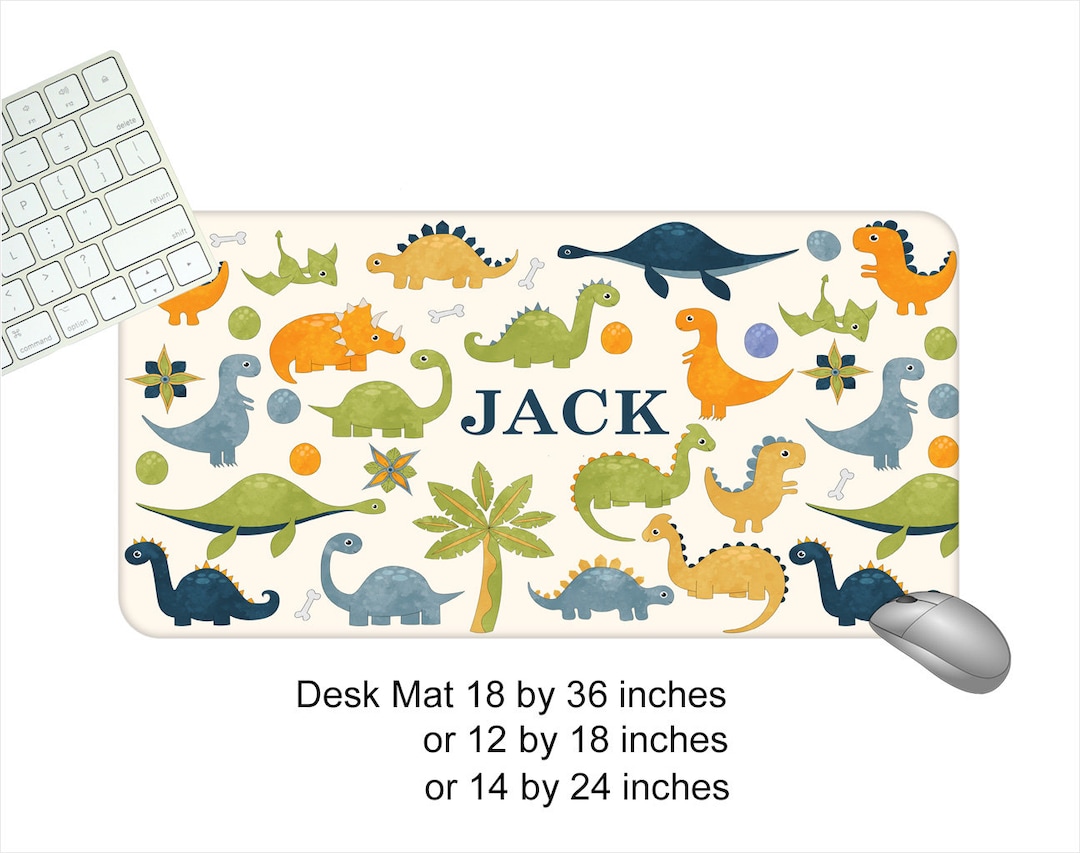 Personalized Dinos Pattern Desk Mat, Name, Monogram, Computer ...