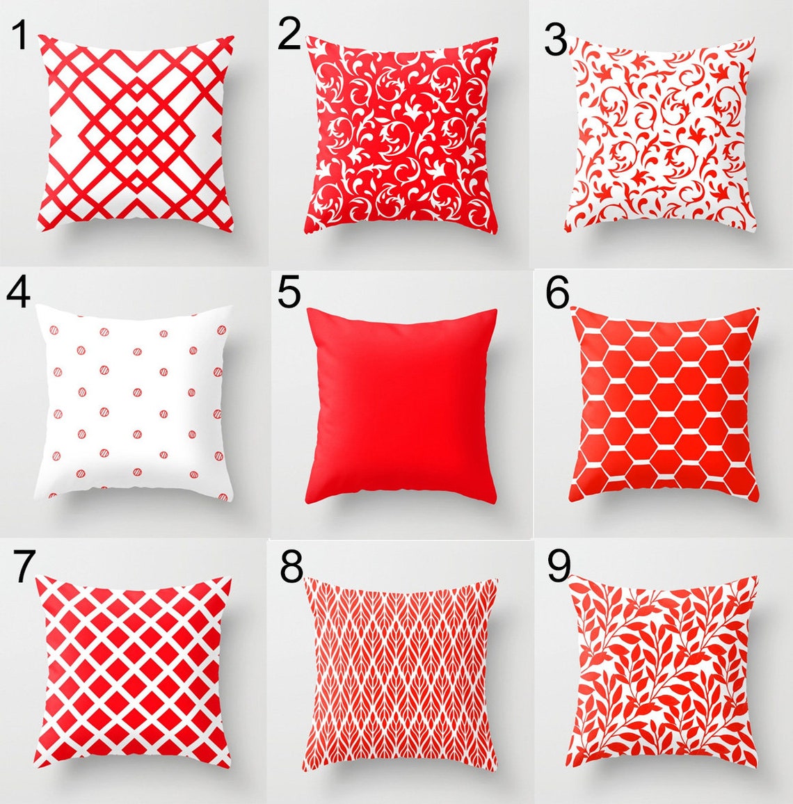 Red and White Mix & Match Decorative Throw Pillow Cover | Etsy