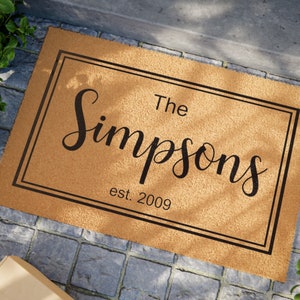 Personalized Coir Door Mat Housewarming Gift Name Monogram Boho Gift ...