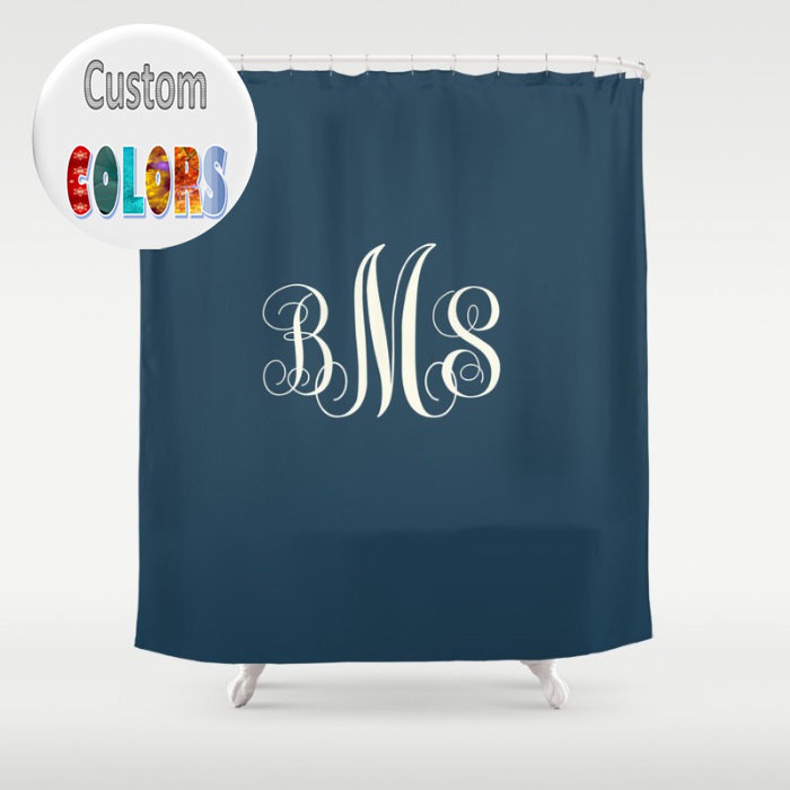 Custom Monogram and Color Shower Curtain 71 X 74 - Etsy