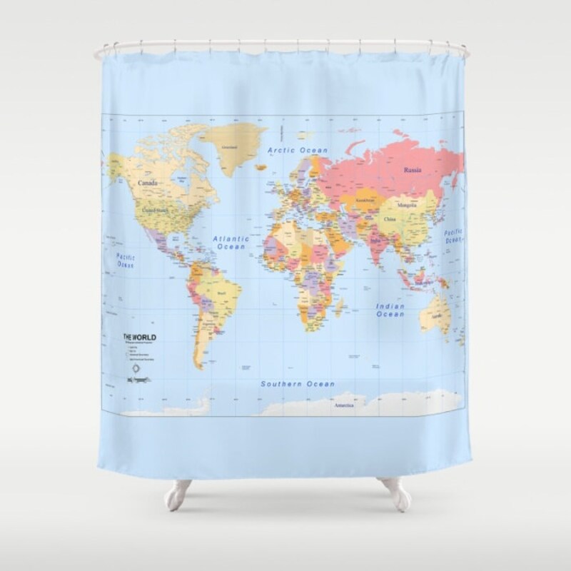 Map Shower Curtain - Etsy