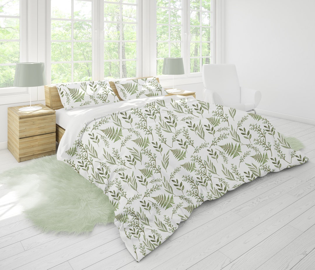Sage Green Ferns Duvet Cover, Botanical Herb Bedding - Etsy