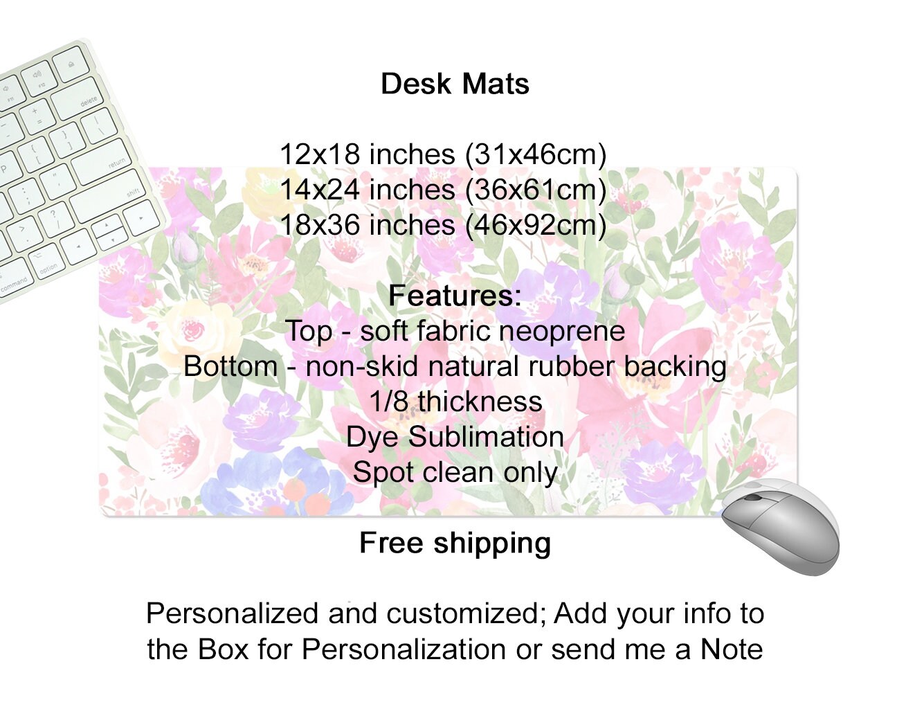 Personalized Math Formulas Desk Mat Name Monogram Computer | Etsy