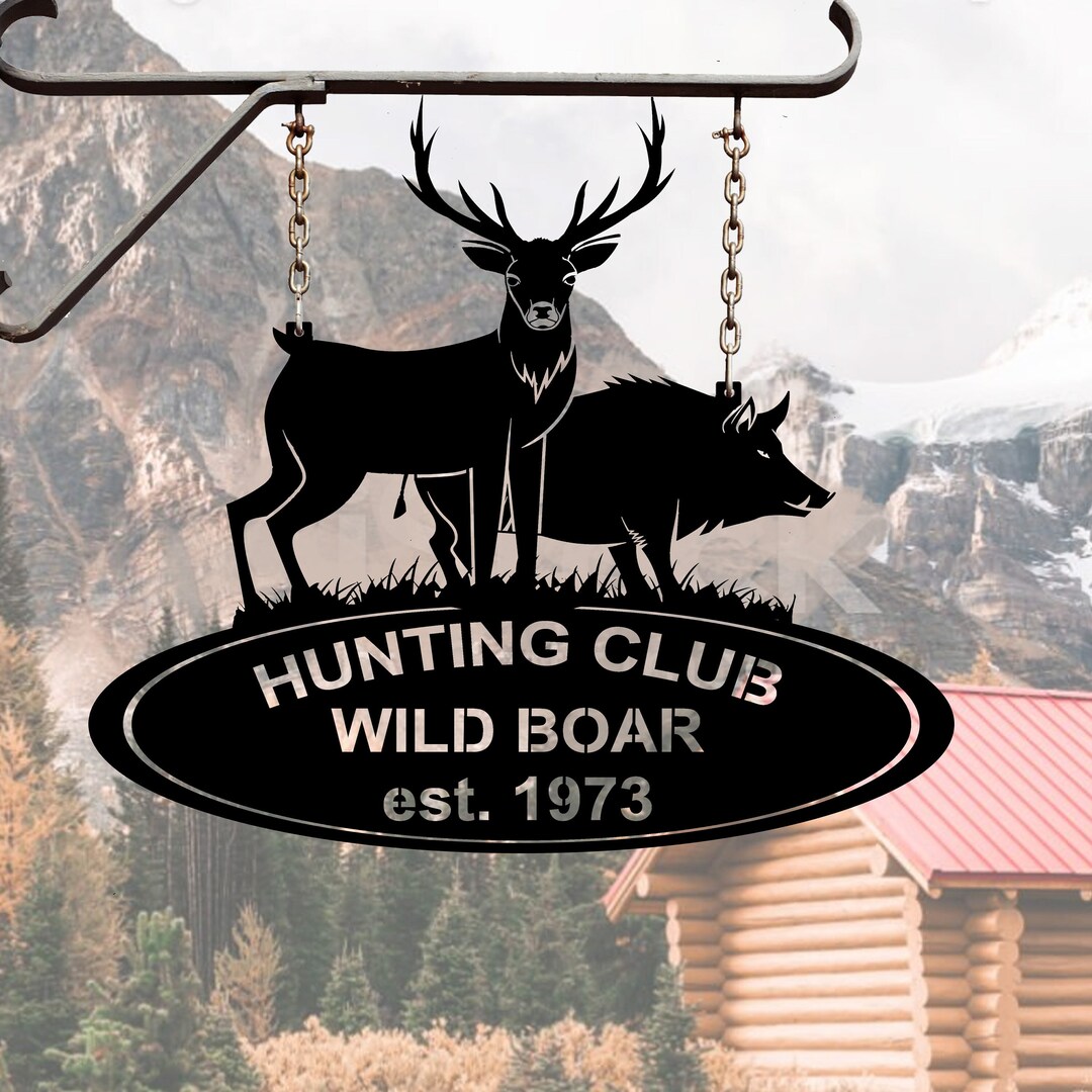 Hunting Club Home Decor, Wall Metal Sign, Eco Outdoor Indoor ...