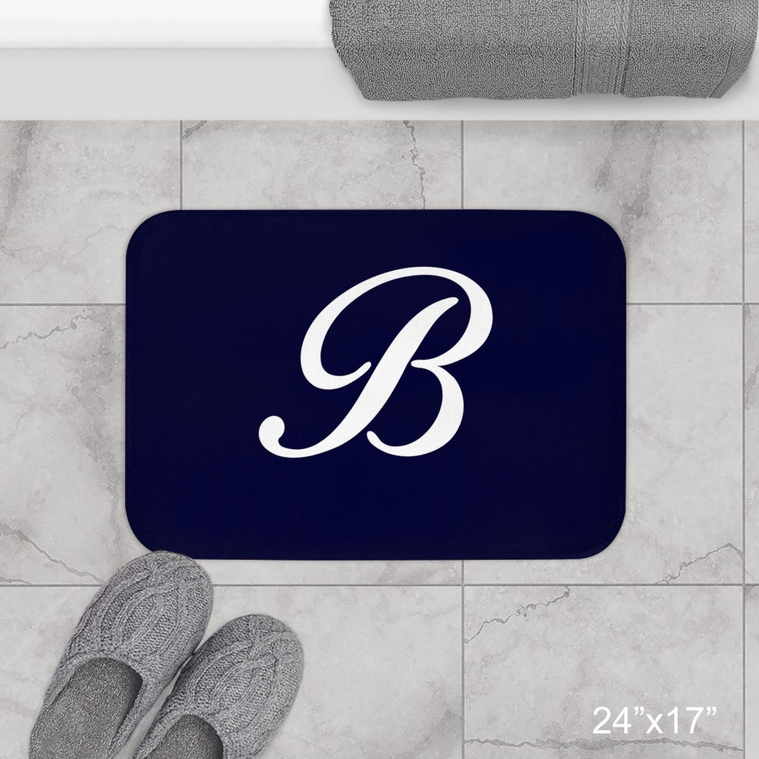 Custom Colors and Monogram Bath Mat Big Letter Name Two Sizes Bathroom ...