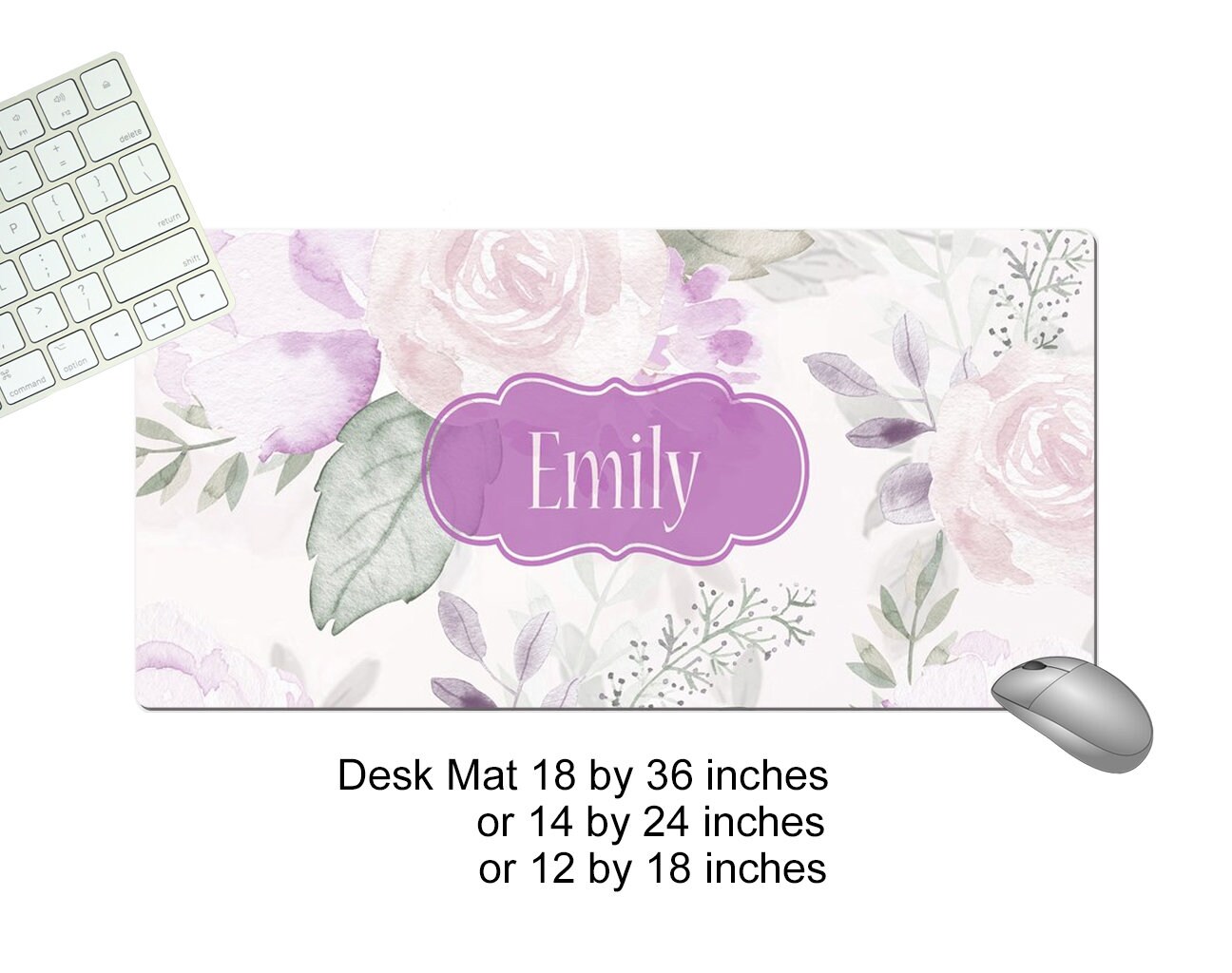Personalized Floral Desk Mat Name Monogram Computer | Etsy