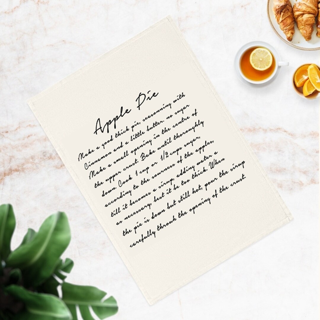 Family Recipe Handwritten Text Personalized Organic Cotton Tea Towel ...