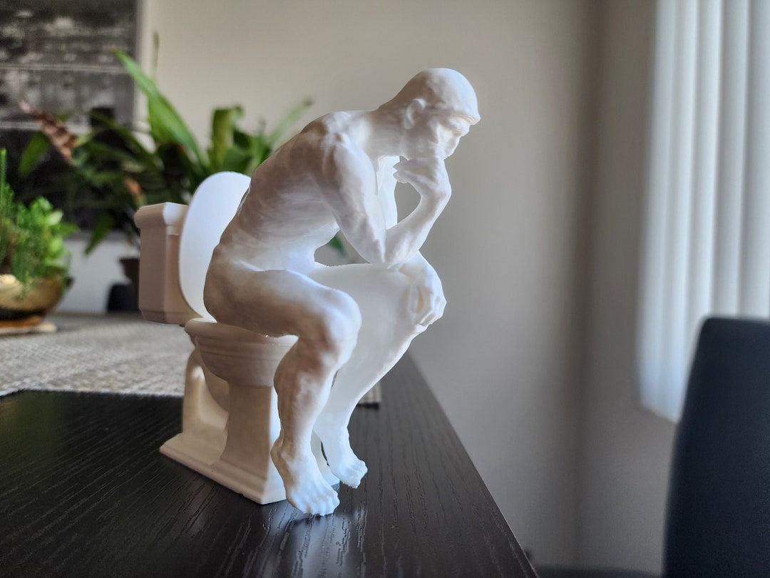 Thinker on Toilet Figure, Bathroom Décor, 3D Printed - Etsy
