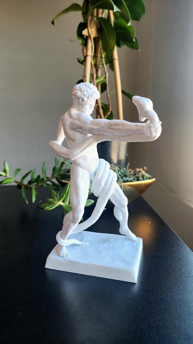 Athlete Wrestling a Python Statue, Classical Male Figure Sculpture ...