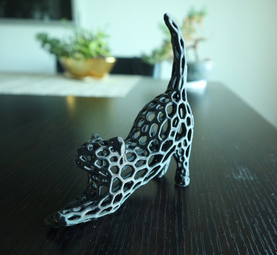 Geometric Wireframe Cat Sculpture 3D Print - Etsy