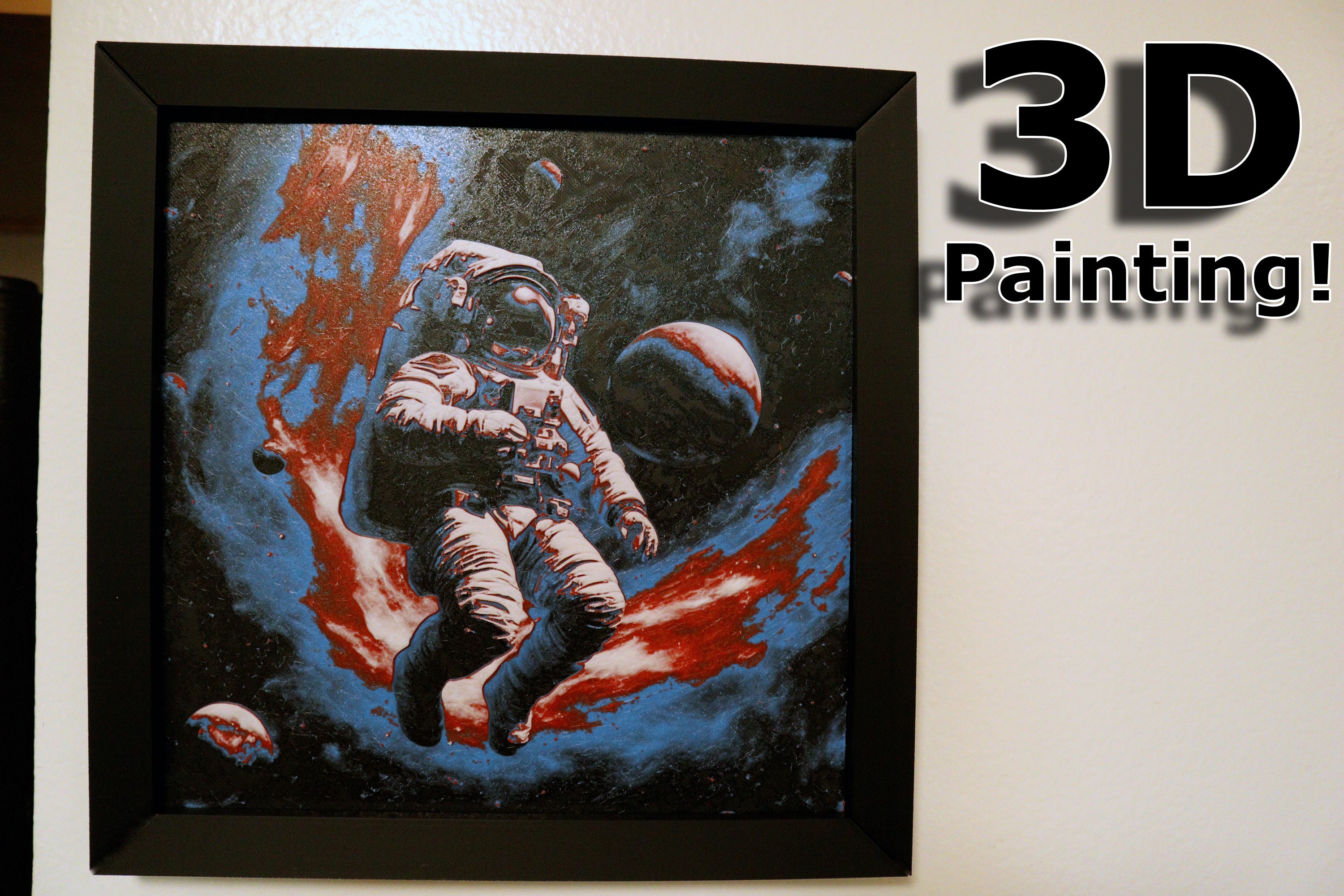 Astronaut Art Piece 3D Printed Hueforge stellar Odyssey With FRAME Home ...