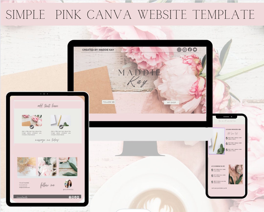 Website Template Pink Website Design Canva Website Template - Etsy