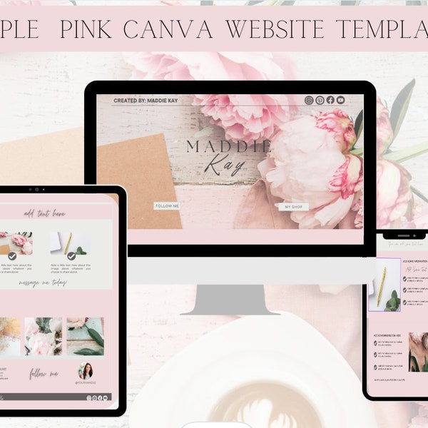 Pink Website Template - Etsy