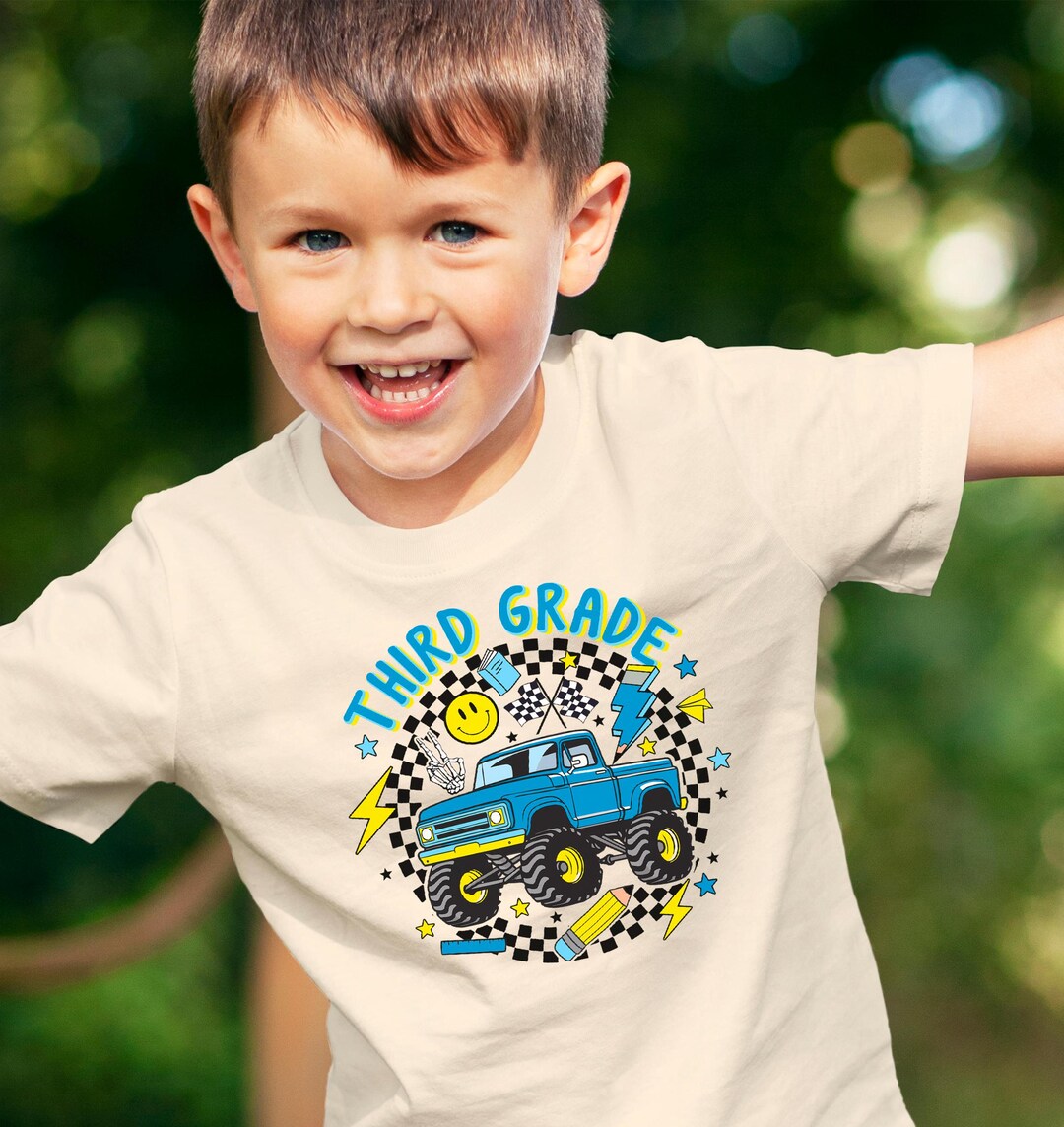 Third Grade Shirt for Boys | Retro Checkered First Day of School Tee ...