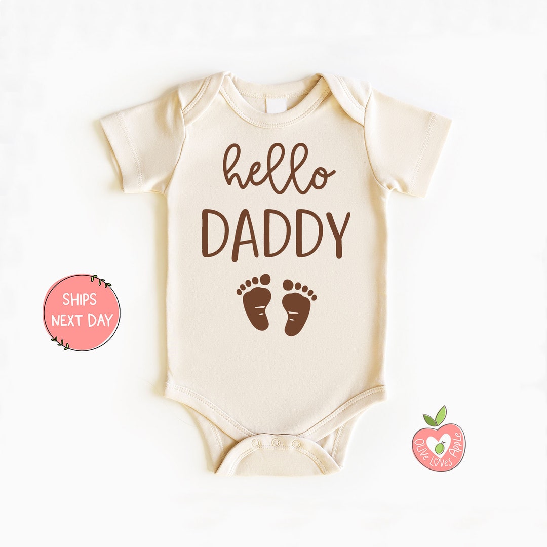 Hello Daddy Footprints Vintage Retro Newborn Take Home Outfit Gift for ...